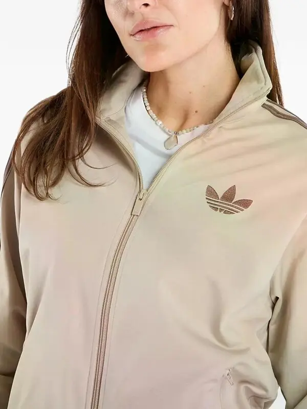 Adidas Firebird Zip-up Sweatshirt With Logo Detail - Neutrals