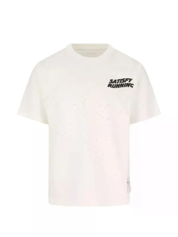 Satisfy Perforated Logo T-shirt - Neutrals