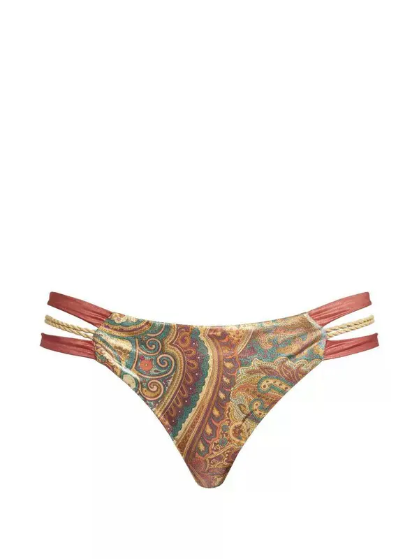 DEL MAAR Metallic Paisley Bikini Bottom - Neutrals