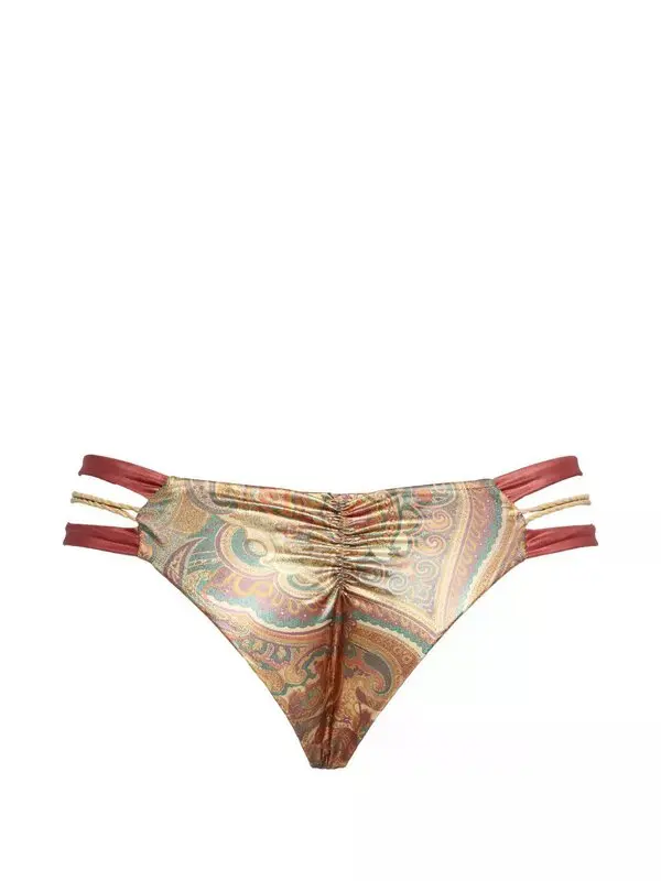 DEL MAAR Metallic Paisley Bikini Bottom - Neutrals