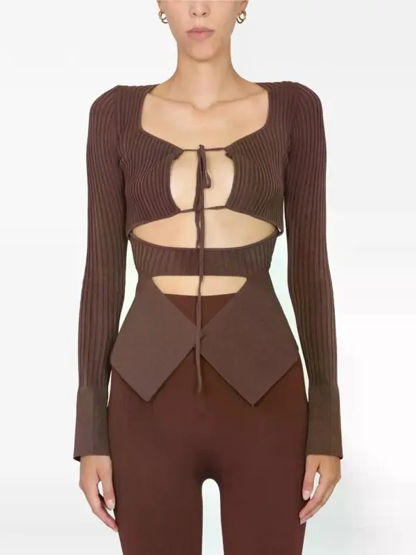 ANDREĀDAMO Tie-front Ribbed Top