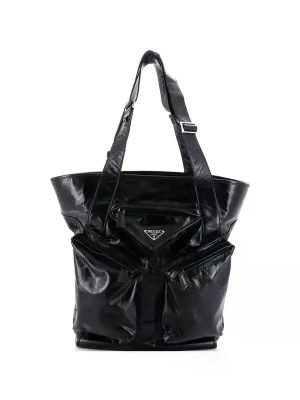 Prada Triple Front Pocket Leather Tote Bag