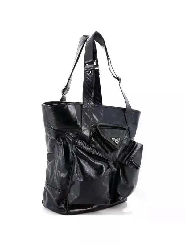 Prada Triple Front Pocket Leather Tote Bag