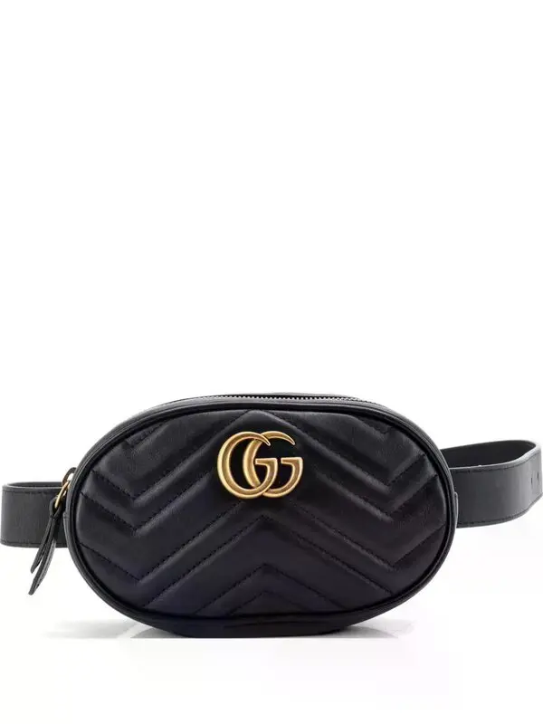Gucci Gg Marmont Matelasse Leather Belt Bag - Black