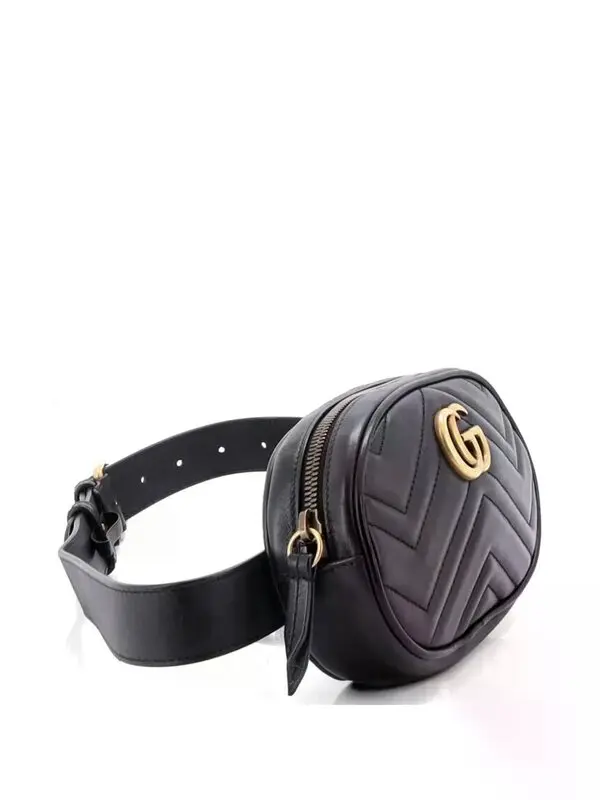 Gucci Gg Marmont Matelasse Leather Belt Bag - Black