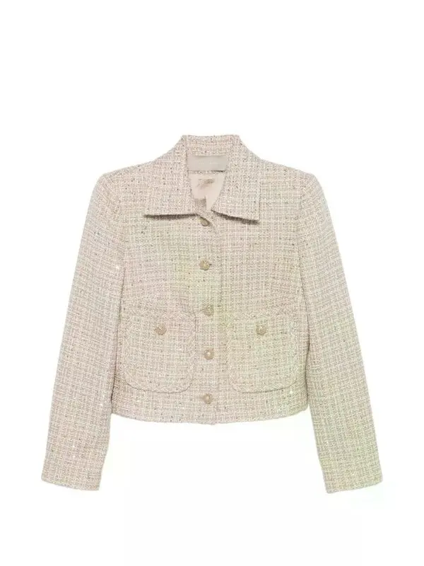 Elie Saab Buttoned Tweed Jacket - Neutrals