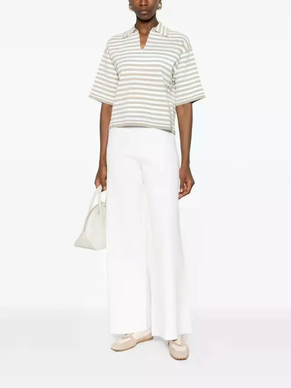 Max Mara Striped V-neck T-shirt - Neutrals