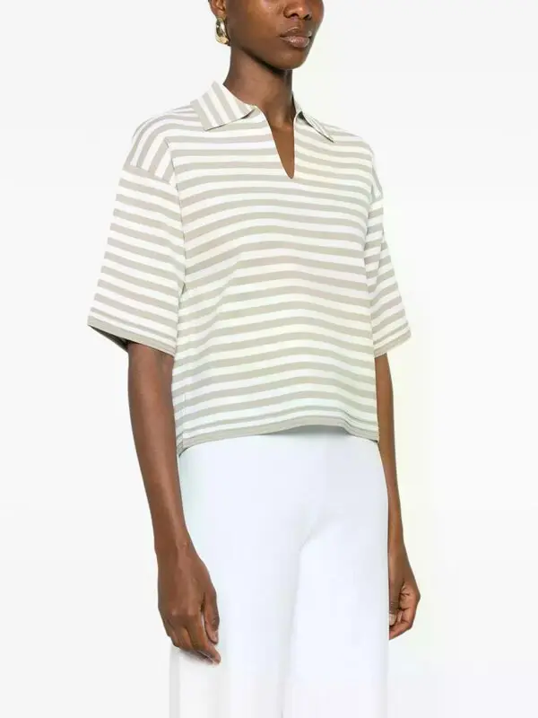 Max Mara Striped V-neck T-shirt - Neutrals