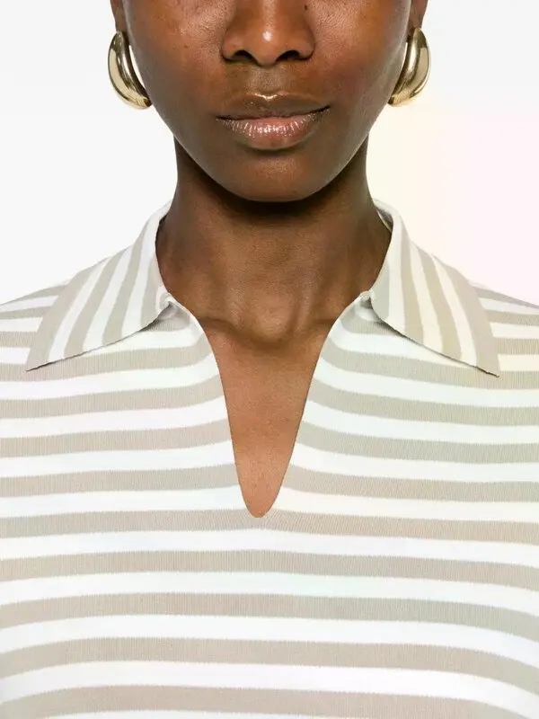 Max Mara Striped V-neck T-shirt - Neutrals