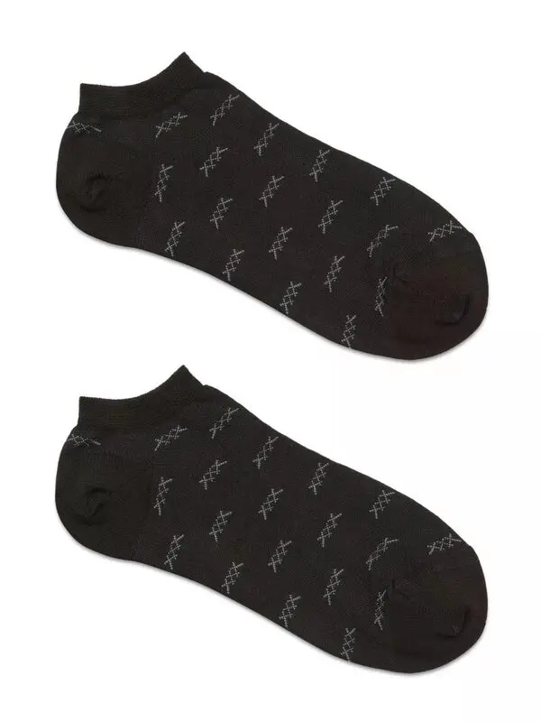 Zegna Triple Stitch Cotton-blend Ankle Socks - Black