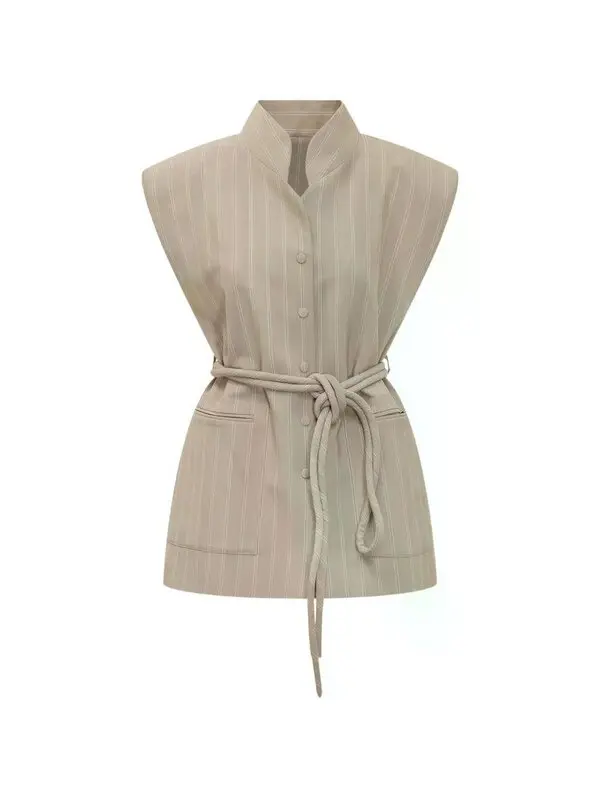 MOMS PANTS Striped Belted Jacket