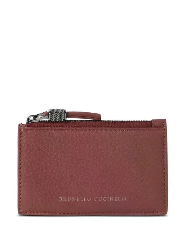 Brunello Cucinelli Logo Leather Card Holder - Red