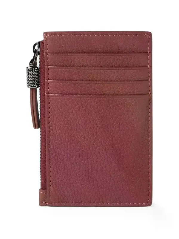 Brunello Cucinelli Logo Leather Card Holder - Red