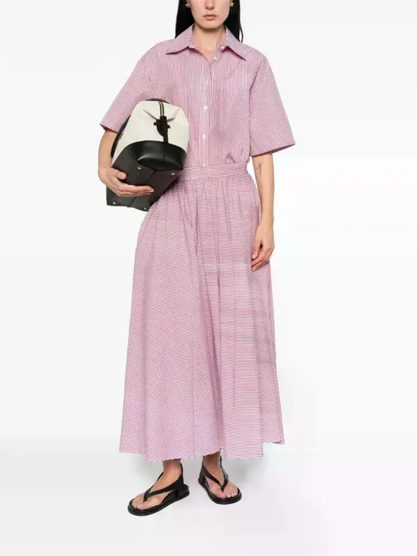 MANUEL RITZ Striped A-line Midi Skirt - Pink