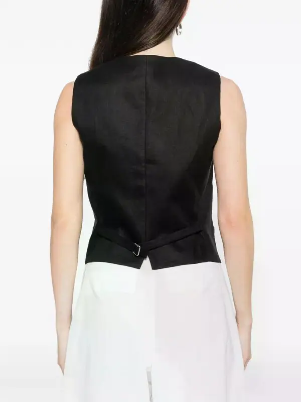 Max Mara Buttoned Linen Waistcoat - Black