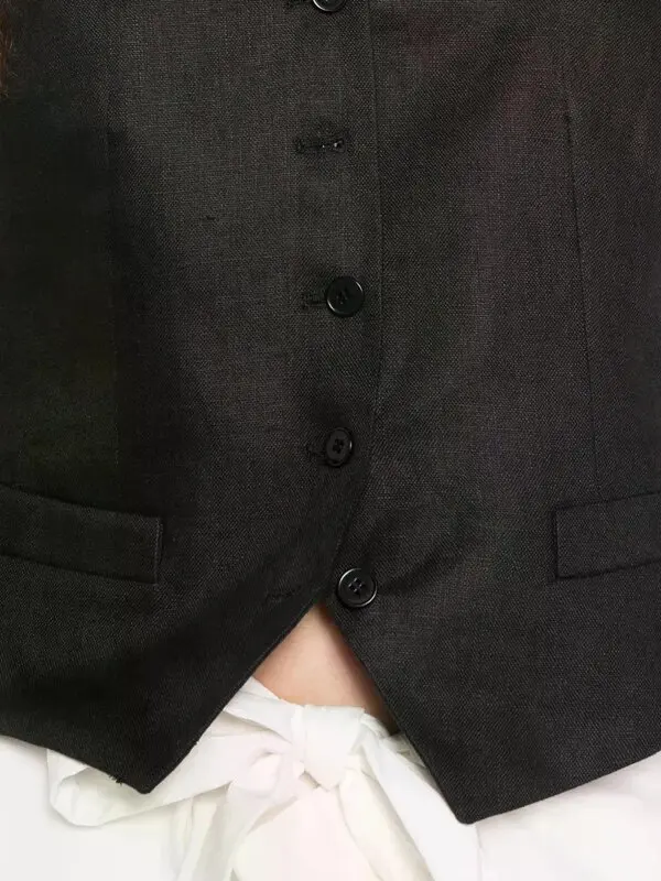 Max Mara Buttoned Linen Waistcoat - Black