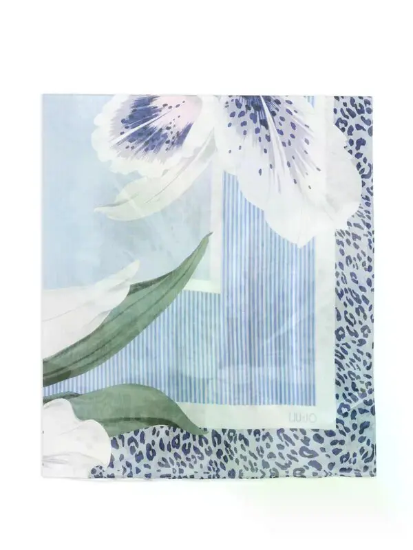 Liu Jo Floral Striped Scarf - Blue