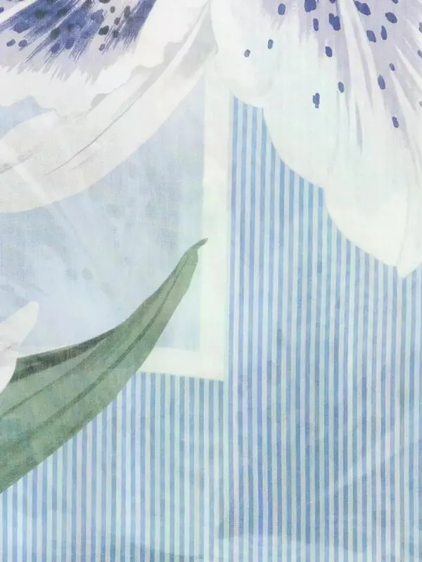 Liu Jo Floral Striped Scarf - Blue