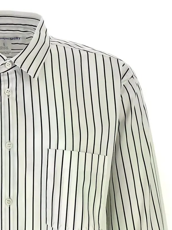 Comme Des Garçons Striped Patch-pocket Shirt
