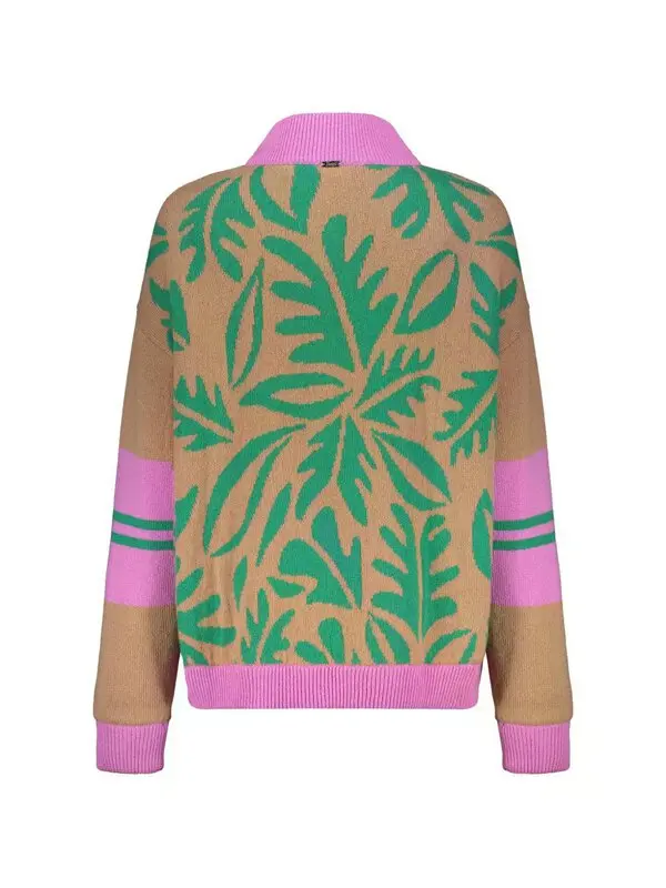 Herno Zip-up Leaf-pattern Cardigan - Brown