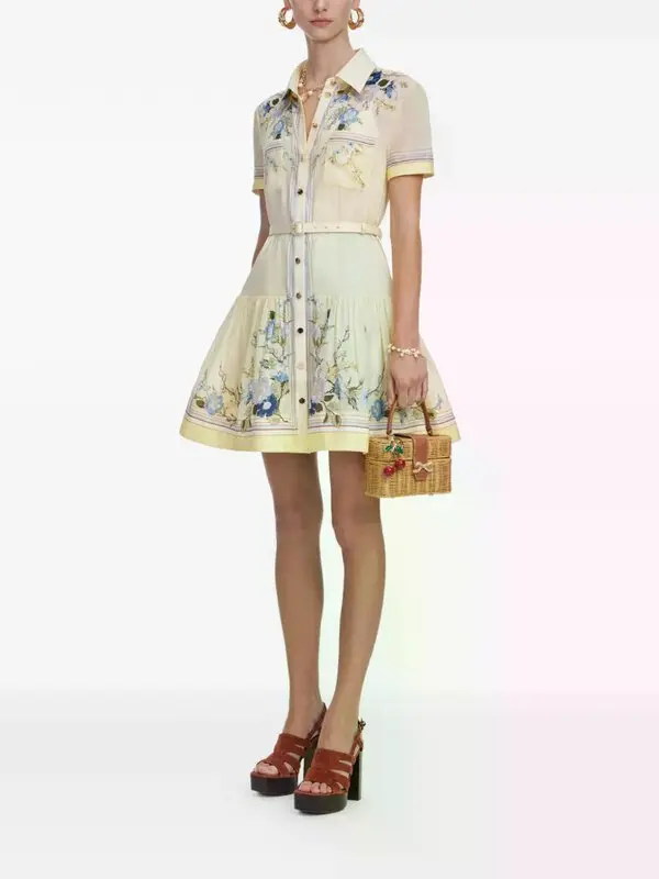 SELF-PORTRAIT Floral-print Belted Shirt Dress