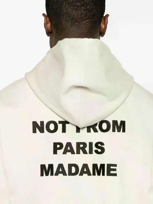 Drole De Monsieur Slogan Hoodie Sweatshirt - Neutrals