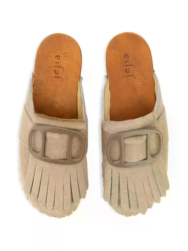 MAISON JEJIA Seberg Fringed Buckle Mules