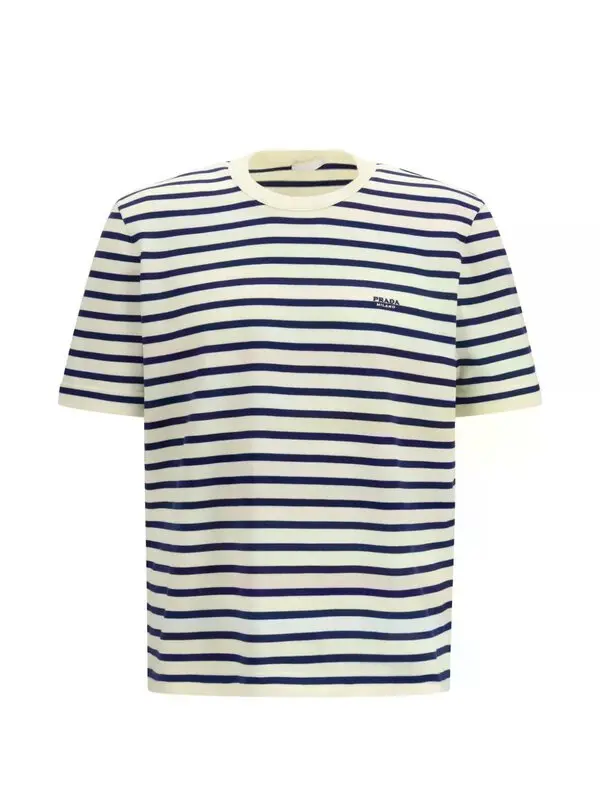 Prada Striped Knit T-shirt - Neutrals