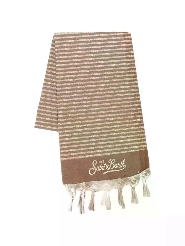 MC2 SAINT BARTH Striped Fringed Beach Towels - Neutrals