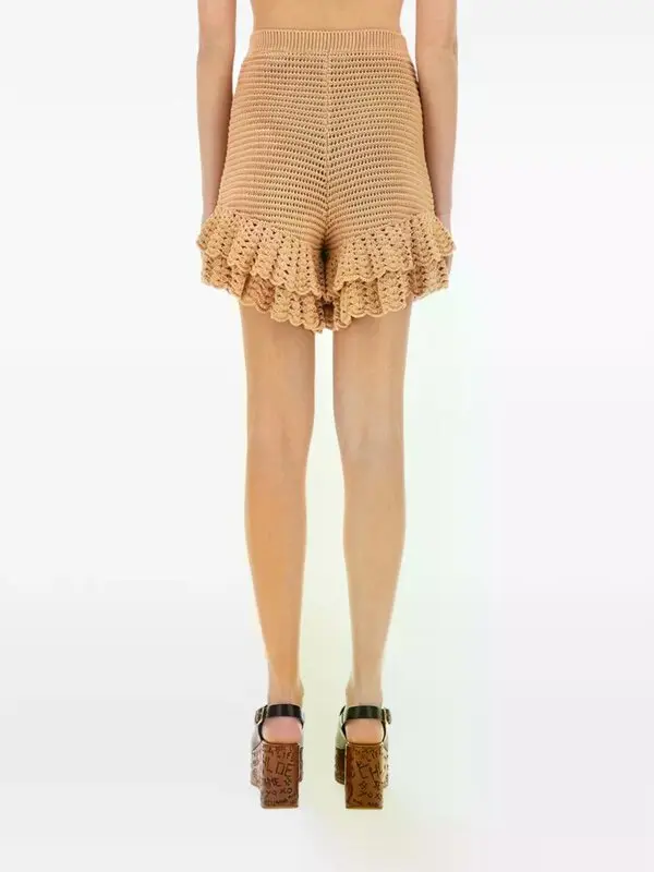 Chloé Crochet Ruffled Shorts - Neutrals