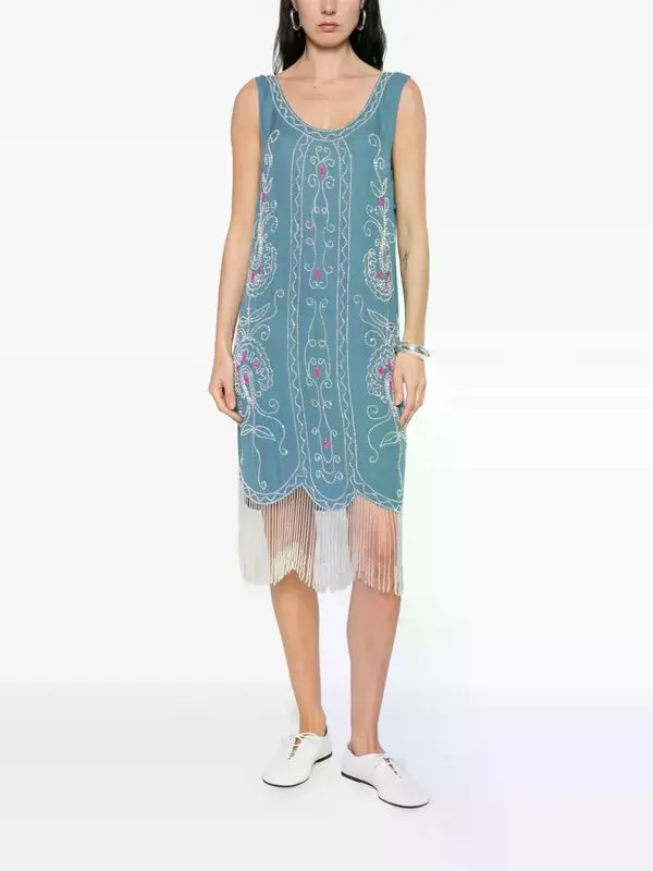 BODE Beaded Embellishment Midi Dress