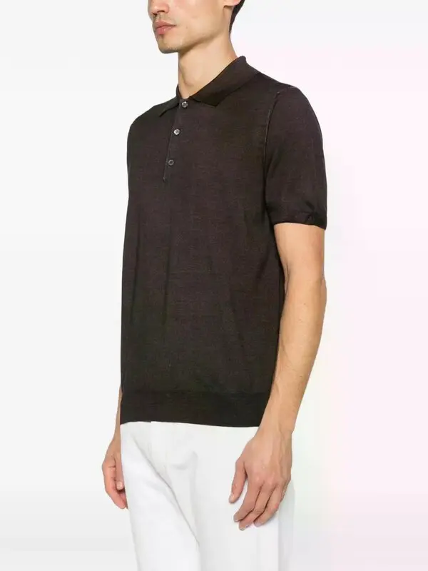 Canali Button Short-sleeve Polo Shirt - Brown