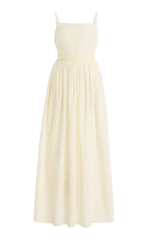 MORE NOIR Claire Cotton-silk Voile Apron Dress - Ivory