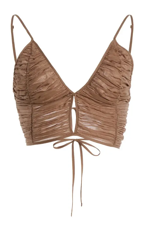 MORE NOIR South Cotton-silk Voile Top - Taupe
