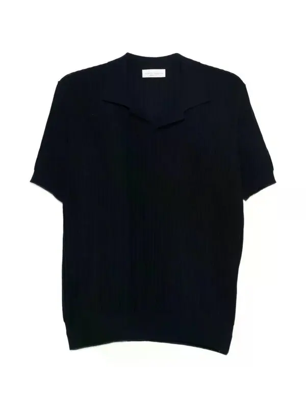 ROBERTO COLLINA Ribbed Pocket Polo Shirt - Blue