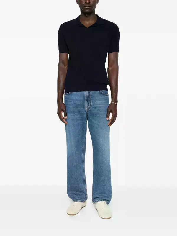 ROBERTO COLLINA Ribbed Pocket Polo Shirt - Blue