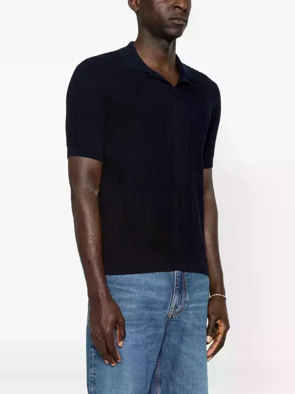 ROBERTO COLLINA Ribbed Pocket Polo Shirt - Blue