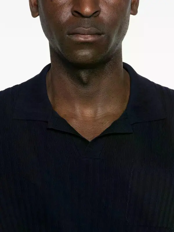 ROBERTO COLLINA Ribbed Pocket Polo Shirt - Blue
