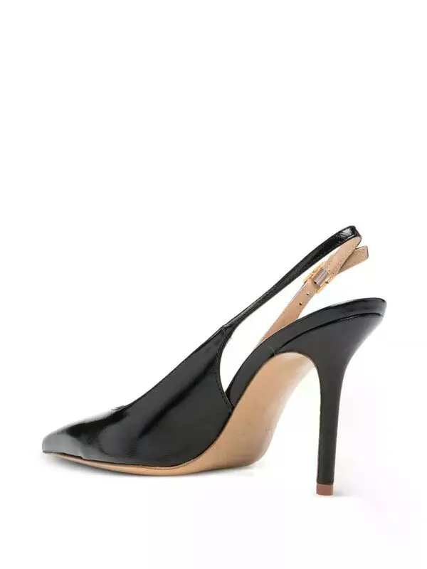 FABIO RUSCONI Buckle-strap Pointed Toe Slingback Pumps - Black