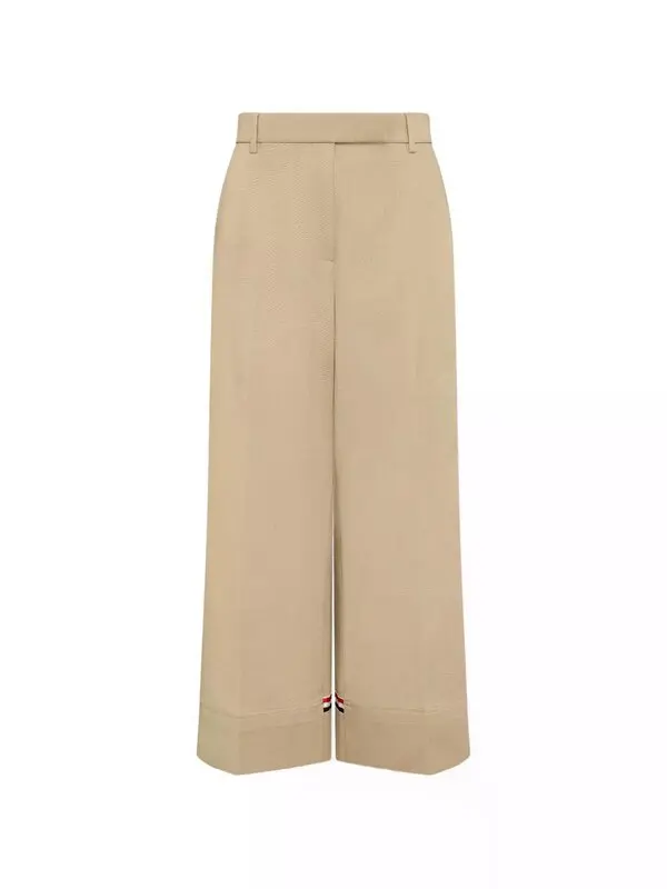 Thom Browne Khaki Beige Cotton Chino Pants With Stripe Trim - Neutrals