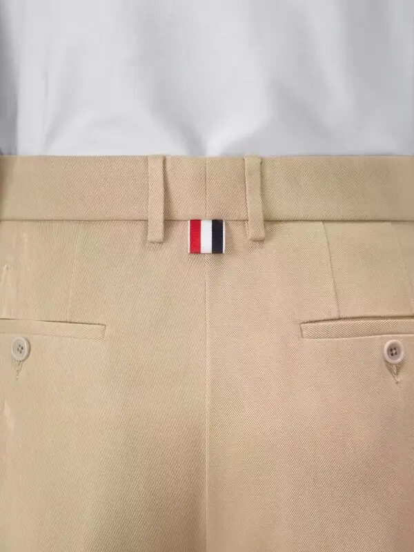 Thom Browne Khaki Beige Cotton Chino Pants With Stripe Trim - Neutrals