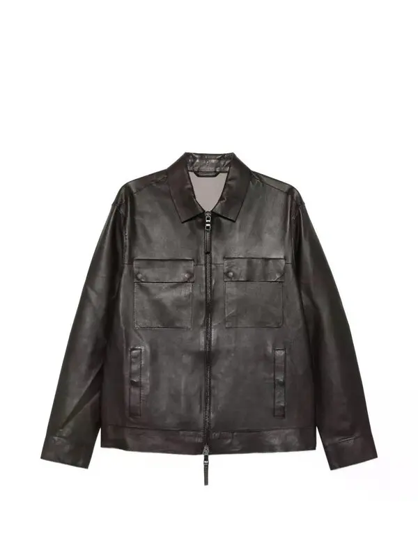 LEATHER AUTHORITY Pocket Zip Leather Jacket