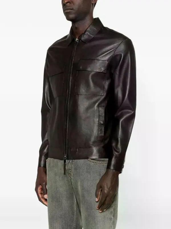 LEATHER AUTHORITY Pocket Zip Leather Jacket