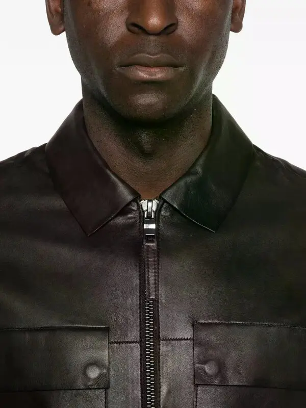 LEATHER AUTHORITY Pocket Zip Leather Jacket