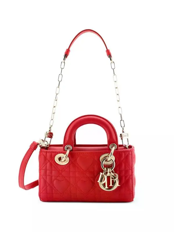 Dior Lady D-joy Micro Satchel Heart Cannage Quilt - Red
