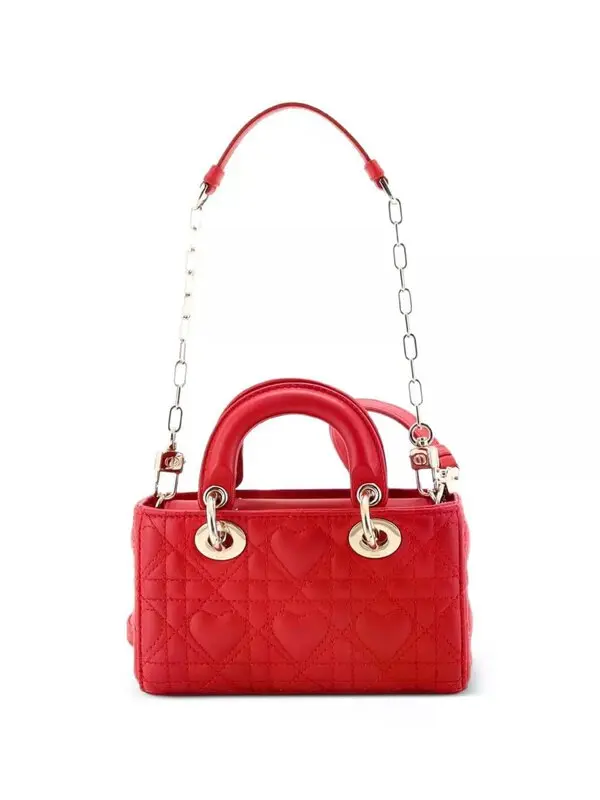 Dior Lady D-joy Micro Satchel Heart Cannage Quilt - Red
