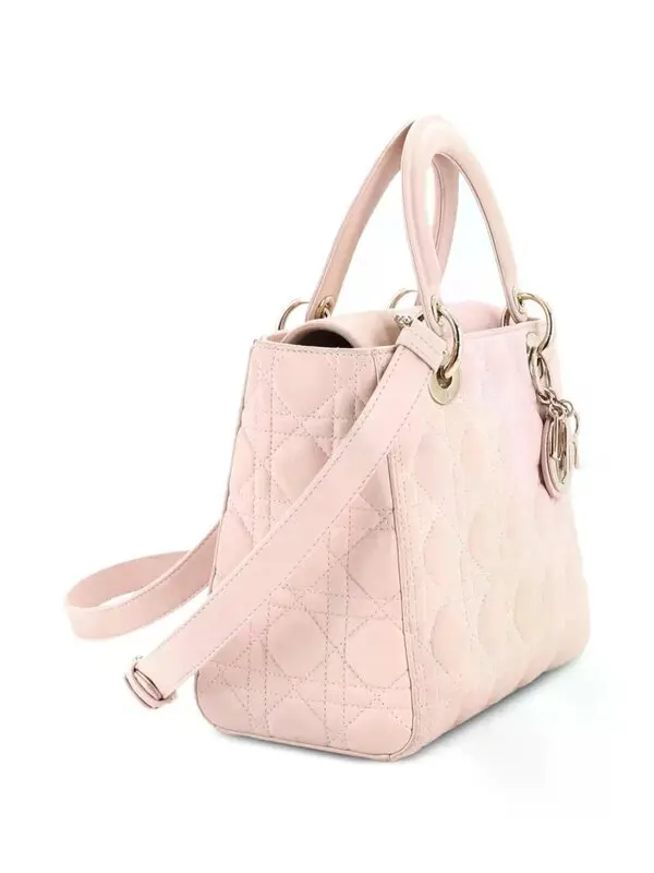 Dior Lady Nm Medium Satchel Cannage Quilt Lambskin - Pink