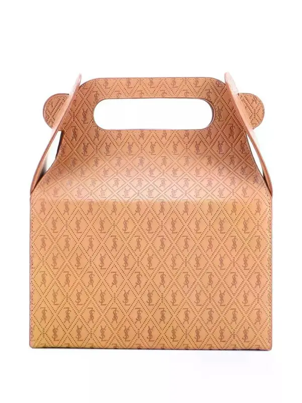 Saint Laurent Take-away Box Bag Monogram Leather Satchel - Neutrals