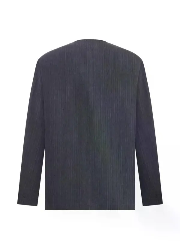 LARDINI Pinstriped Collarless Jacket