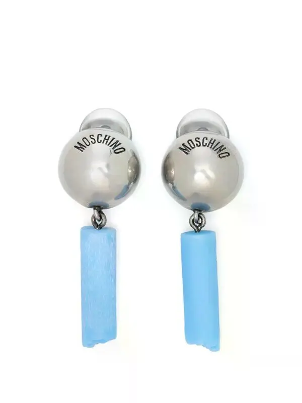 Moschino Logo-engraved Clip-on Earrings - Silver